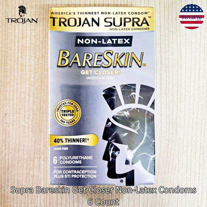 Trojan® Supra Bareskin Get Closer Non-Latex Condoms 6 Count โทรจัน ...