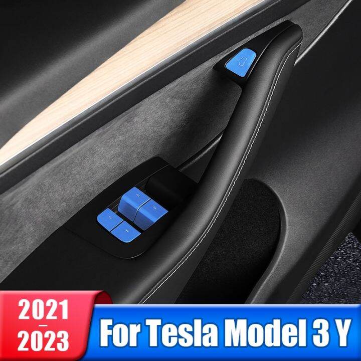 Aluminum Car Window Glass Switch Button Cover Stickers For Tesla Model ...