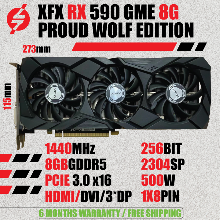Used XFX RX 590 RX590 GME PROUD WOLF EDITION DUAL FAN AMD Graphics Card ...