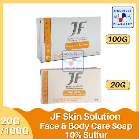 JF Skin Solution Face & Body Care Soap 10% Sulfur -100g/20g (For Oily ...