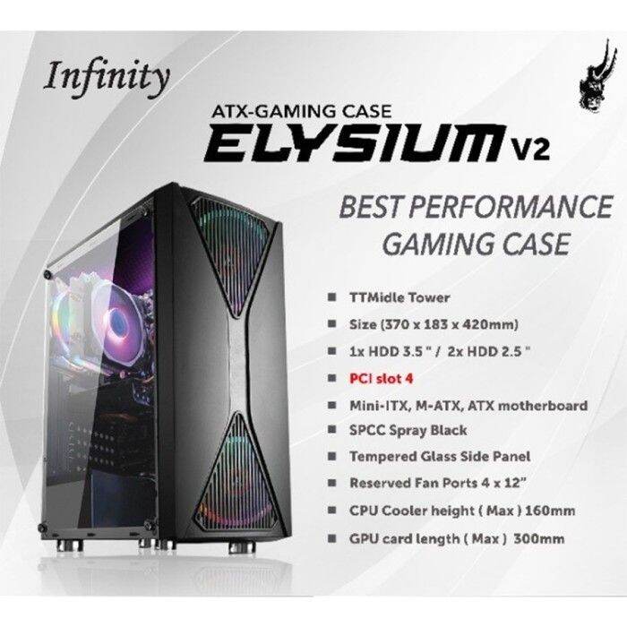 Casing Infinity Elysium V2 - Gaming Case ATX Mid Tower + 3 Fan RGB ...