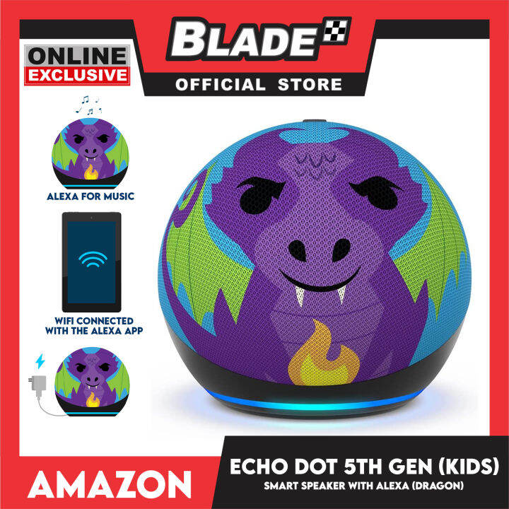 Amazon Echo Dot 5th Gen (Kids) Smart Speaker with Alexa (Dragon) For ...