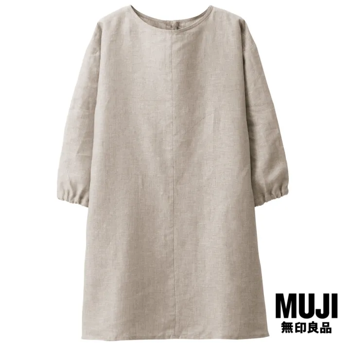 มูจิชุดกันเปื้อนลินินสี Ecru - MUJI Linen Plain Weave Overall Apron ...