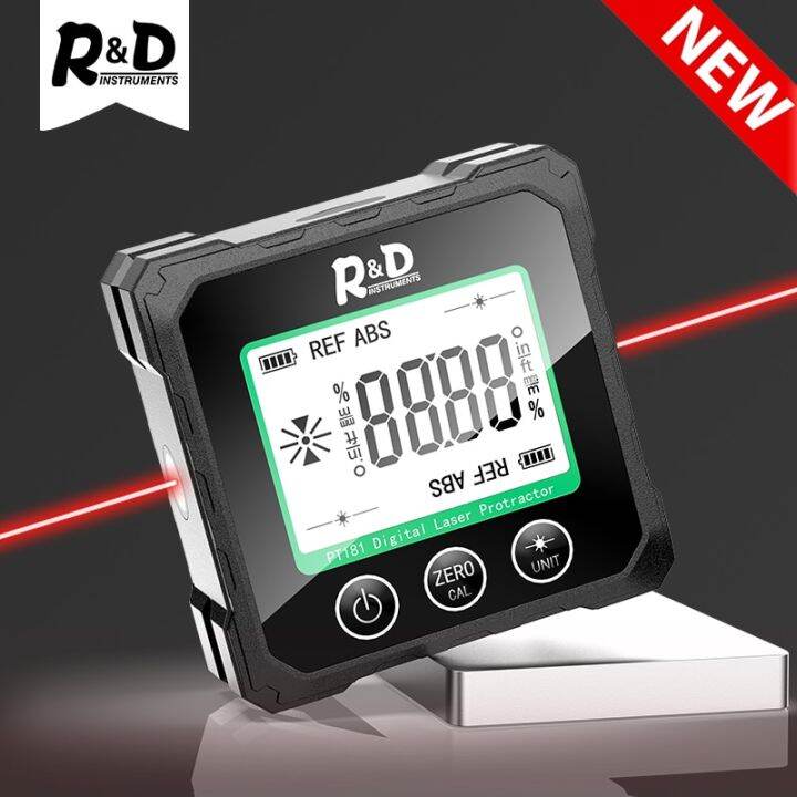 R&D PT181 Laser Inclinometer 4*90° Digital Angle Protractor Backlight ...