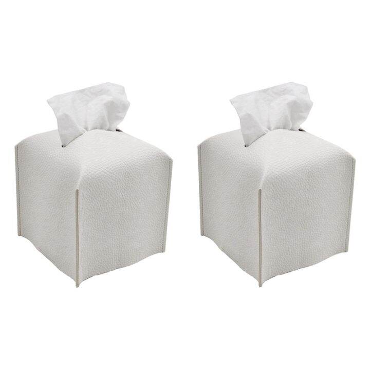 2X Tissue Box Cover Holder Square PU Leather Facial Tissue Box Roll ...