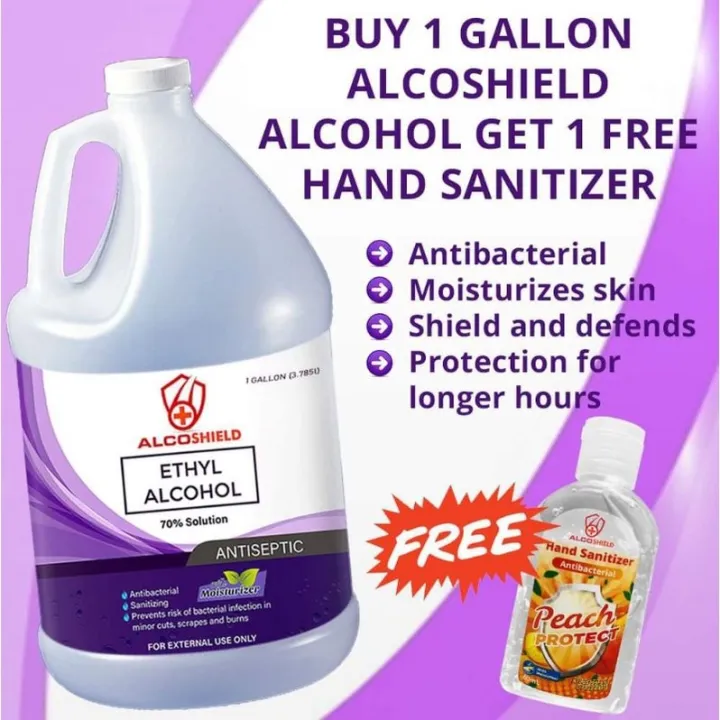 selling Alcoshield 70 Ethyl Alcohol 1 Gallon (3785ml) free PEACH PROTECT hand sanitizer | Lazada PH