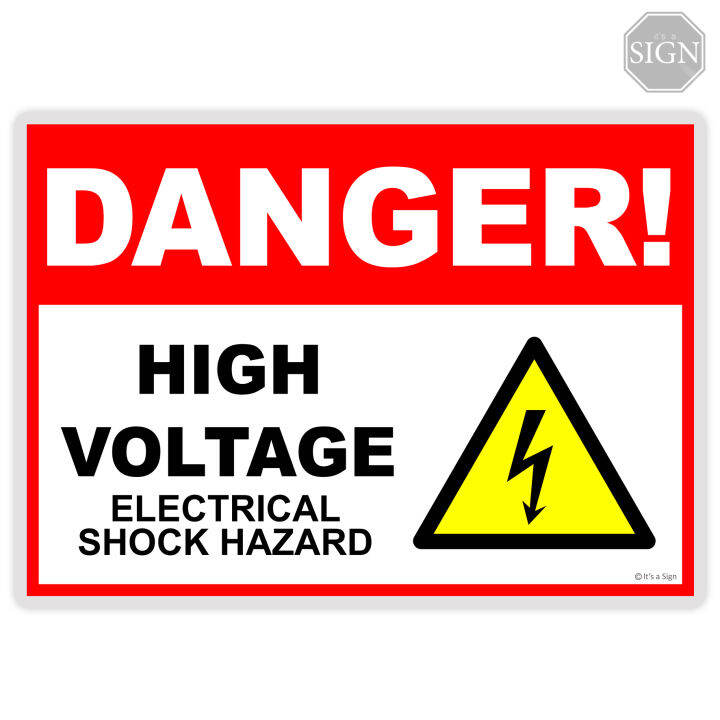 High Voltage Electric Shock Hazard Sign - Laminated Signage Label - A4 ...