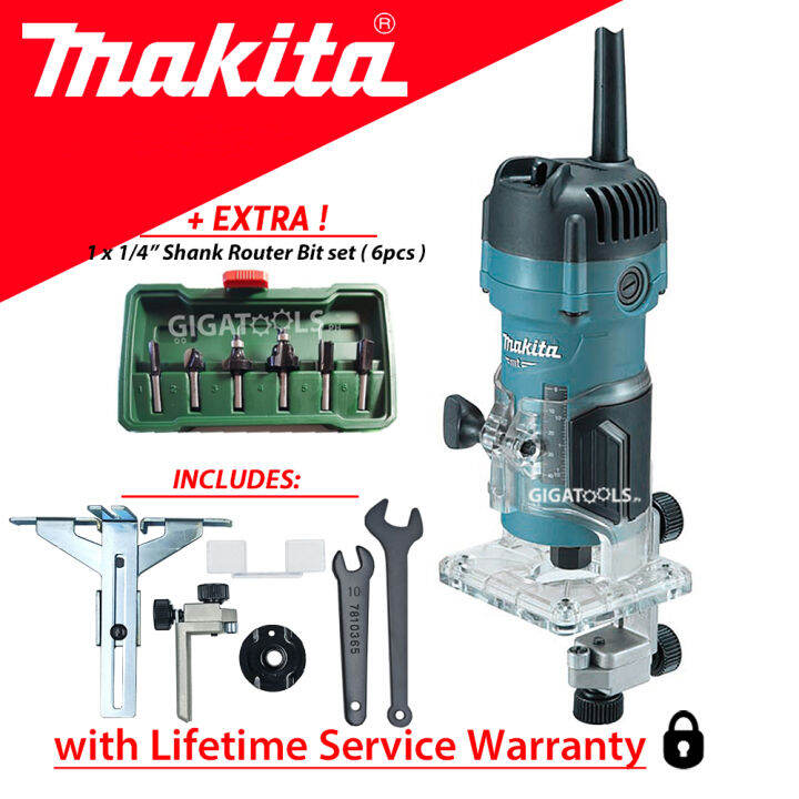 New Makita M3700B 1/4" Laminate Trimmer / Mini Router 530W with 6pcs ...