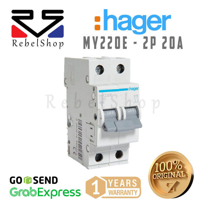 Hager MCB 2P 20A MY220E 4.5kA 2 Phase 20 Ampere SNI - Double Pole | Lazada Indonesia