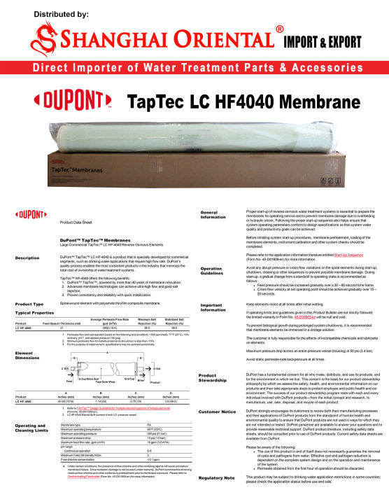 DUPONT TAPTEC LC HF 4040 MEMBRANE | Lazada PH