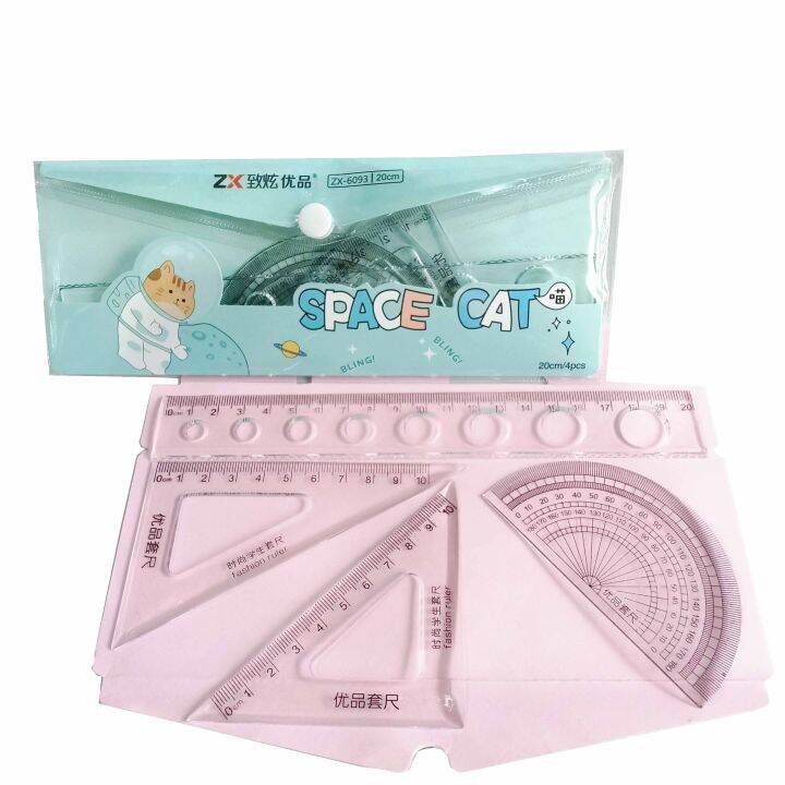 Set Penggaris Geometri Fancy isi 4 Kemasan Pouch Motif Fancy Karakter ...