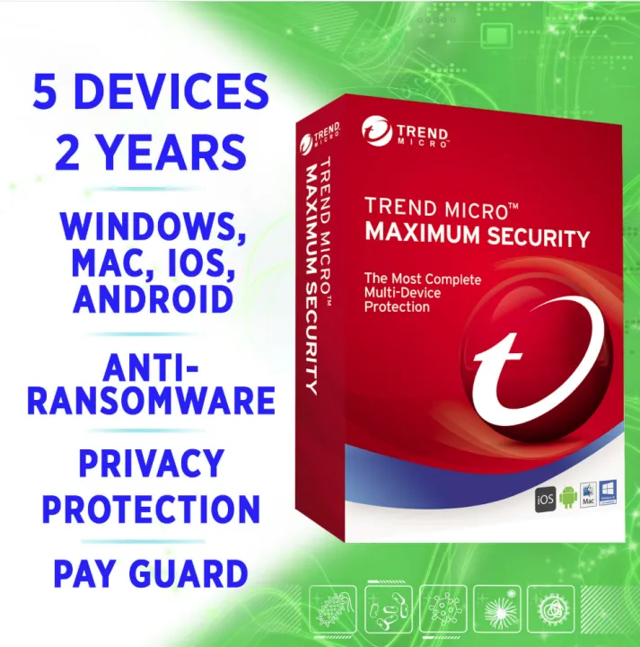 Trend Micro Maximum Security 5 devices 2 year Multidevice 2020 GLOBAL ...