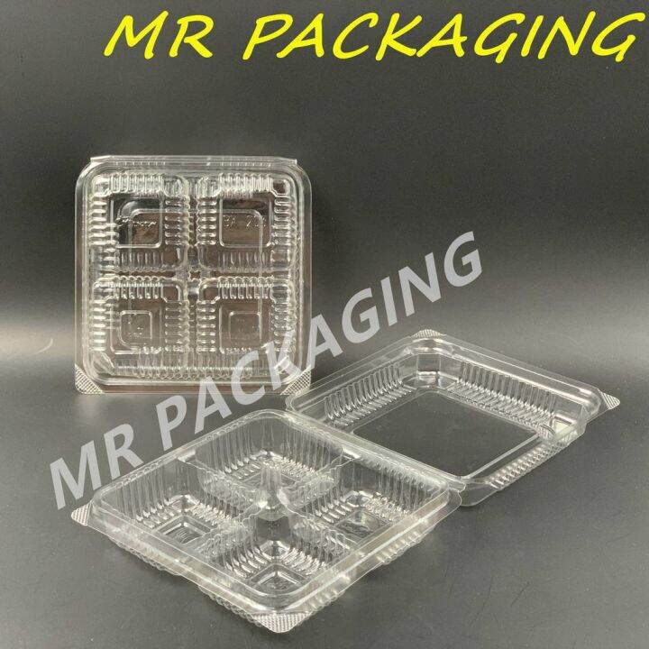 4 compartment OPS Plastic Tray [ 50pcs± ] Bakery Disposable Plastic Clear Food Box - Bekas ...