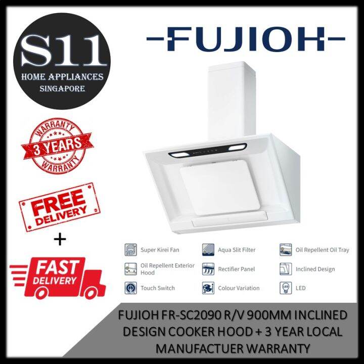 FUJIOH FR-SC2090 R/V 900MM INCLINED DESIGN COOKER HOOD + 3 YEAR LOCAL ...