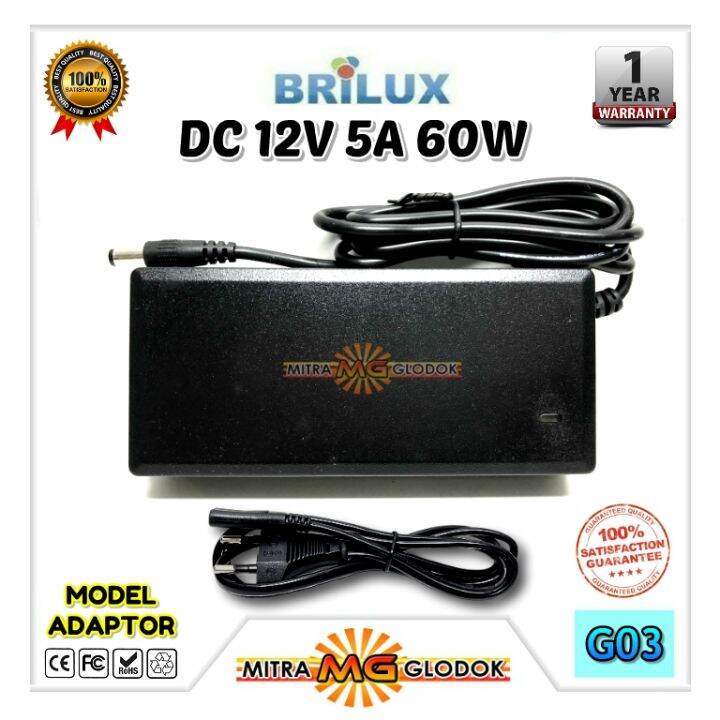 ADAPTOR BALLAST TRAFO TRAVO POWER SUPPLY BRILUX INDOOR DC 12V 5A 60W ...
