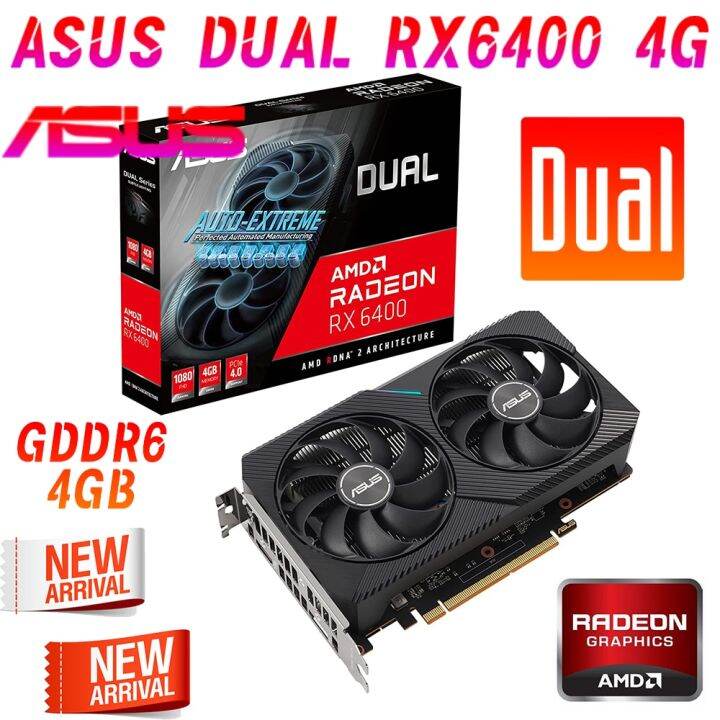 ASUS NEW DUAL RX 6400 4G Video Cards GDDR6 4GB Graphics Card GPU 64Bit ...