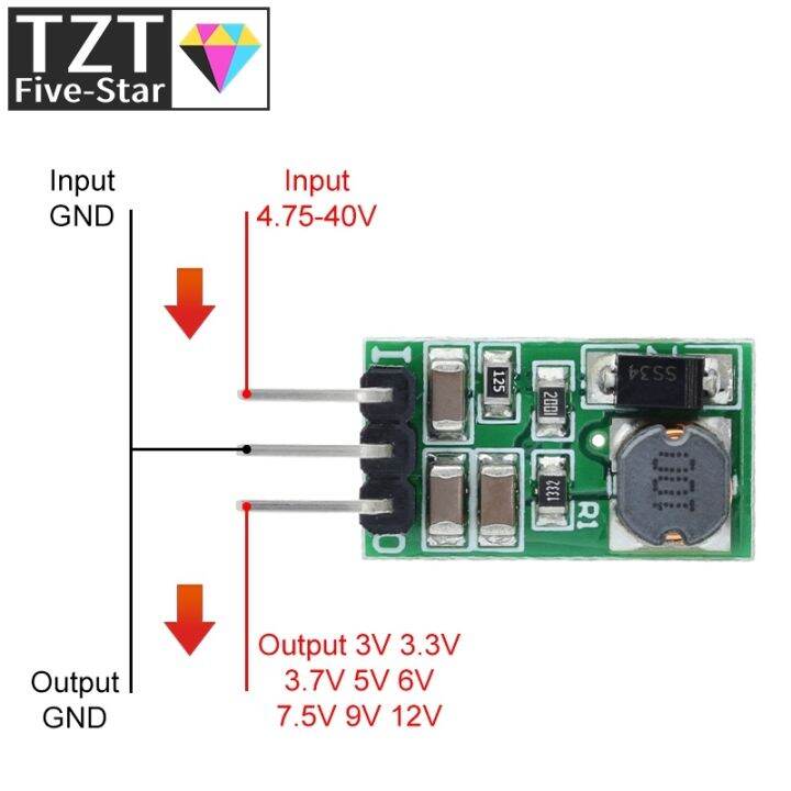 【CW】 TZT DD4012SA 1A 5-40V to 3.3V 3.7V 5V 6V 7.5V 9V 12V Regulator DC ...