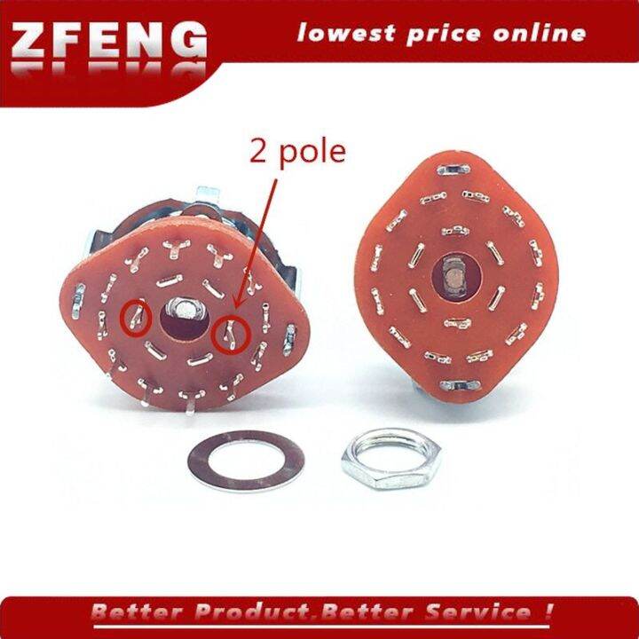 2PCS RS25 Band switch 2P4T 2P5T 2P6T 3P3T 3P4T 4P3T 1P11T Mount Rotary Switch Selector Band 2 ...