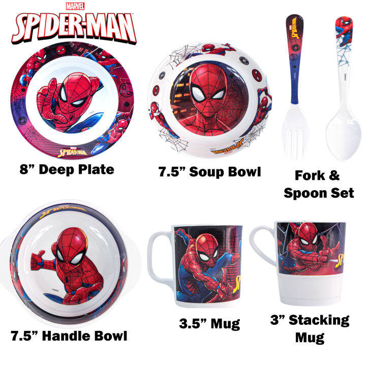 New! Spiderman Melamine Cutlery Set For Kids / BPA Free/ Spider-Man ...