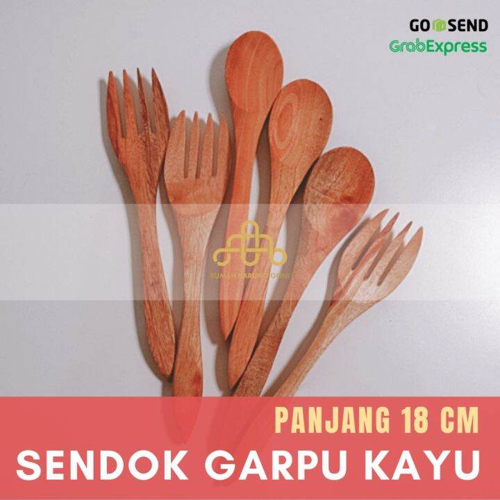 Sendok Garpu Kayu Set 18cm – Sendok Kayu – Garpu Kayu | Lazada Indonesia