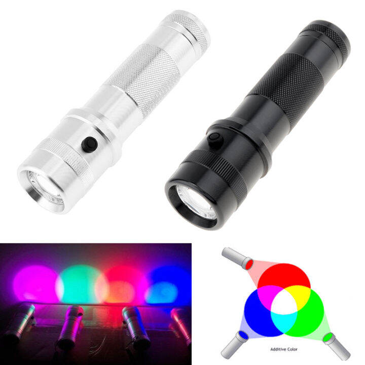 10 Color Changing LED Flashlight 3W Alloy RGB Edison Rainbow Torch ...