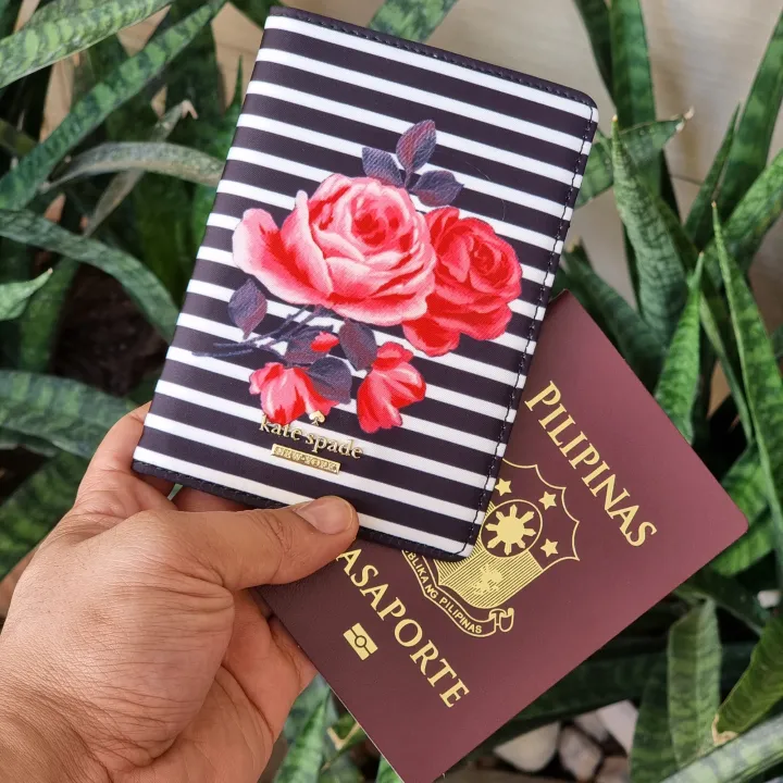 Original Kate Spade Layla Passport Holder Two Rose Print Nylon ...