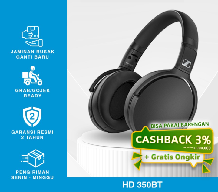 SENNHEISER HD 350 BT Wireless Headphones - Black | Lazada Indonesia