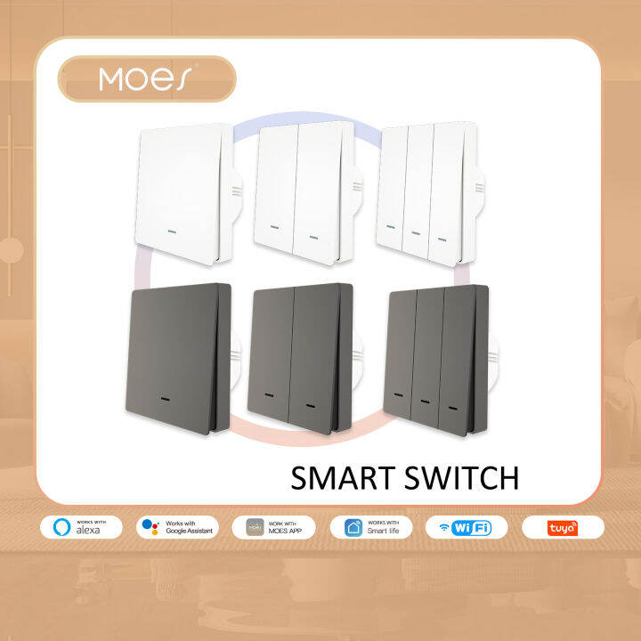 MOES WiFi Smart Push Button Switch 2-Way RF433 Wall Panel Transmitter ...