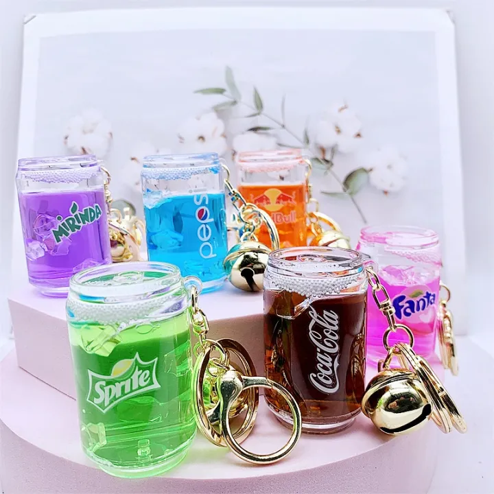 [LWF HOT] ⊕ Keychain into oil iced drink bottle keychain girl heart ...