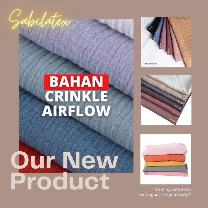 Kain Bahan Crinkle Krinkel Airflow Eceran Setengah Meteran 50 Cm ...
