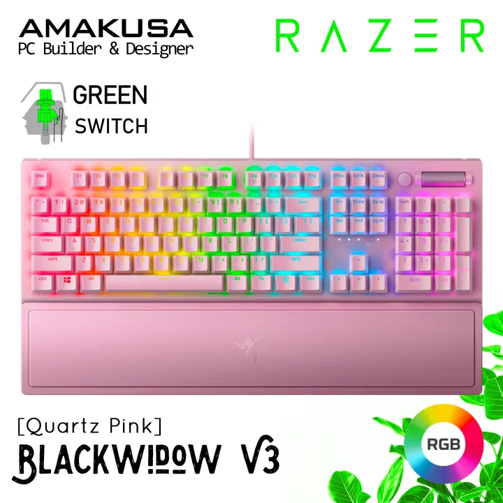 Razer Quartz Pink Blackwidow V3 Mechanical Gaming Keyboard RGB Green ...