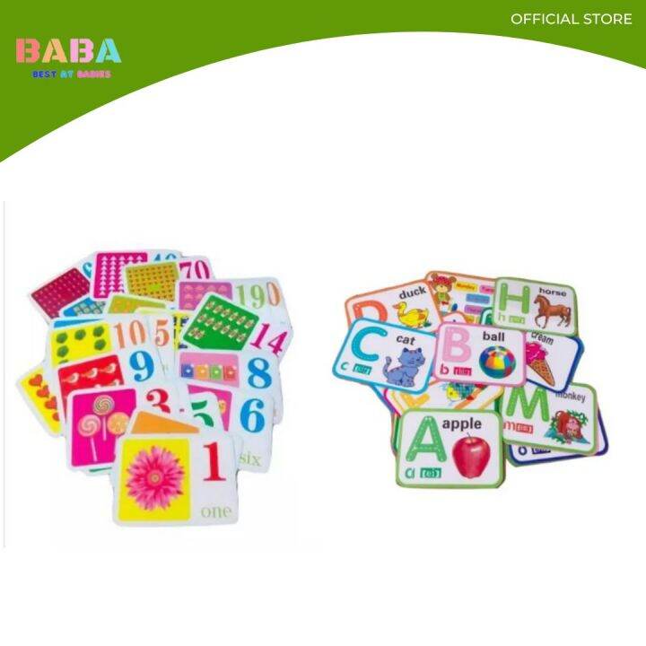 BABA Alphabet ABC Letter and Numbers Flash Cards Set for Baby Toddler ...