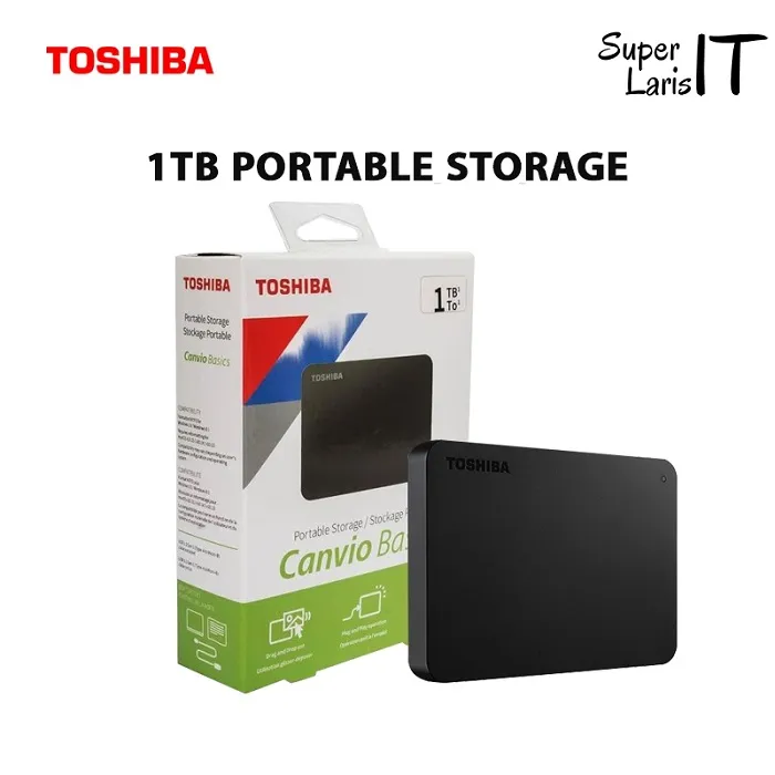 Hardisk Toshiba Canvio Basics 1TB HDD Harddisk Portable External Resmi | Lazada Indonesia