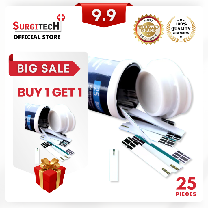 Surgitech Blood Glucose Test Strips BS-102 BY 25'S Expiry 2025 (BUY 1 ...