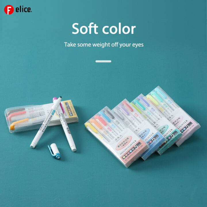 Felice. Fluorescent Pen Double-ended Pale Color Series Marker Pen Fresh ...