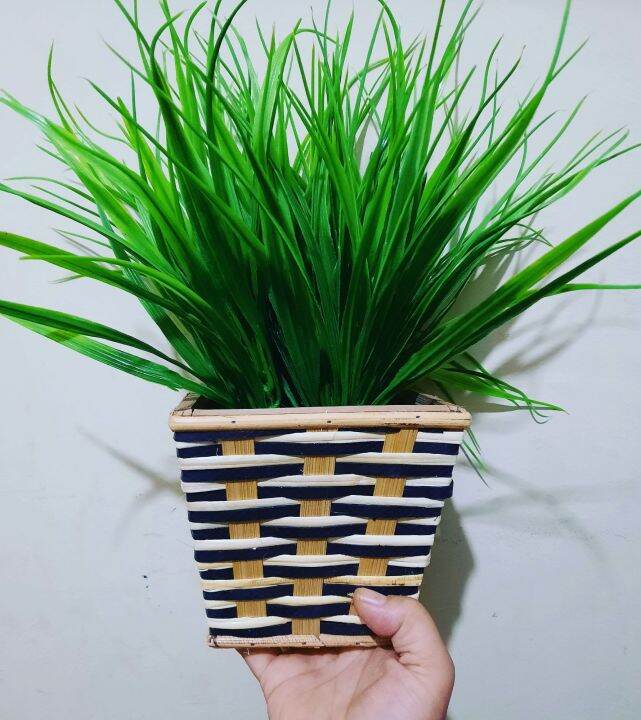Rumput sintesis rumput plastik include pot rotan anyam | Lazada Indonesia