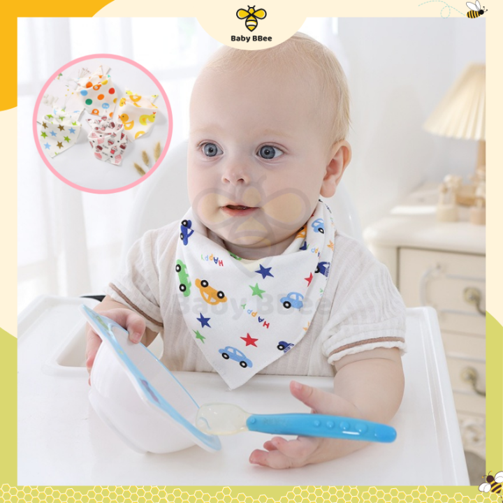 Baby Bibs Toddler Cotton Triangle Bib With Button Double Layers Apron ...