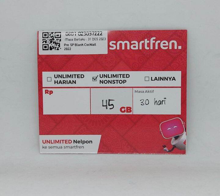 Perdana Smartfren Unlimited Nonstop 45GB 30 hari | Lazada Indonesia