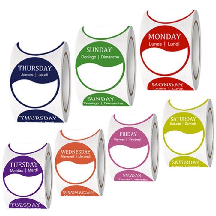 Week Date Sticker Color Coded Dot Sticker Labels For Food Time ...