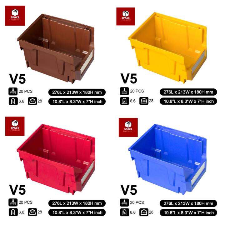 V5 Heavy Duty Stackable Storage Bins Warehouse Plastic | Lazada PH