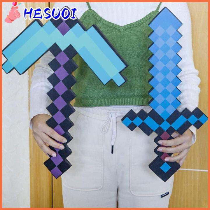 HESUOI EVA Pickaxe and Sword Toys My World Design Mosaic Foam Toy ...