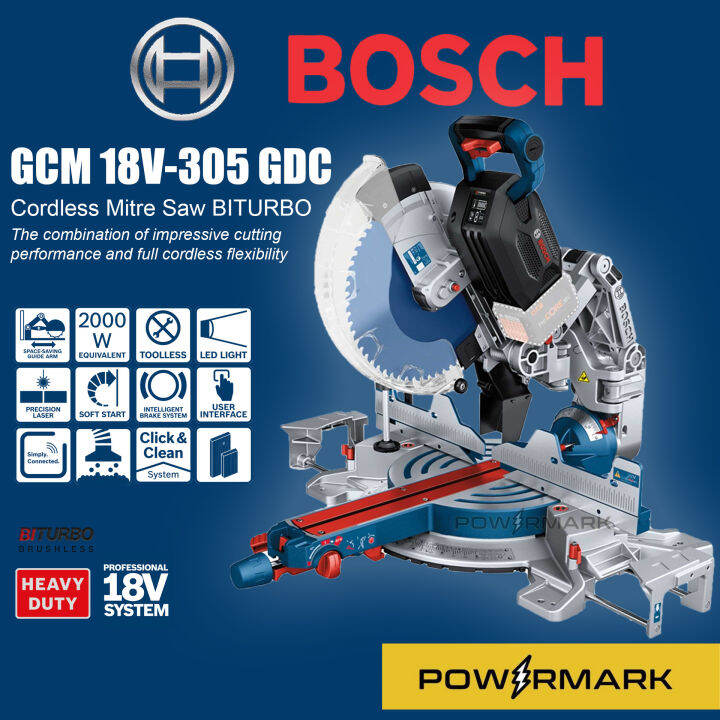 BOSCH GCM 18V-305 GDC PROFESSIONAL Brushless Cordless Mitre Saw BiTurbo ...