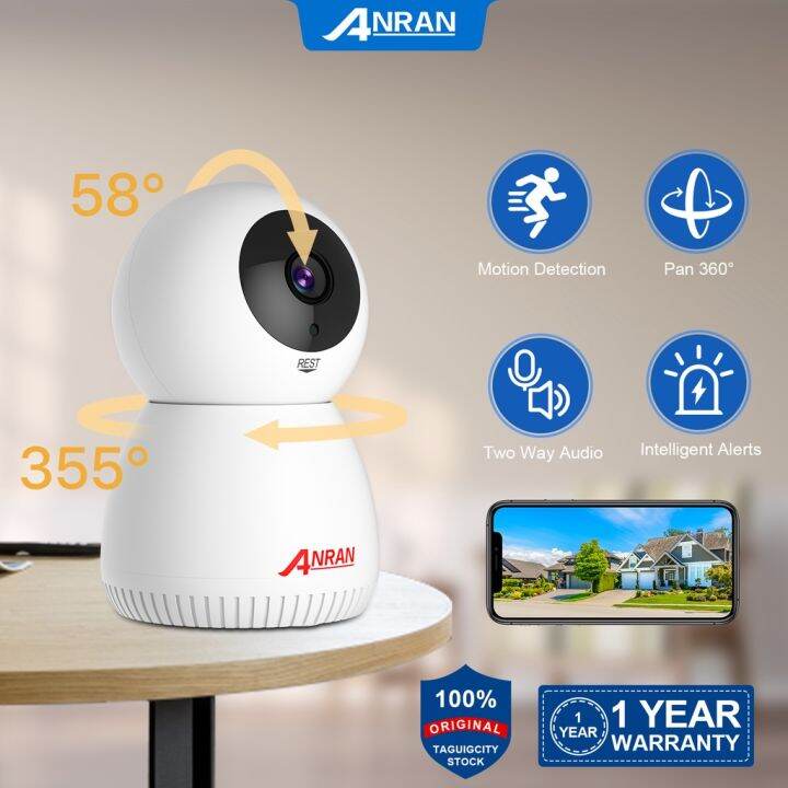 Anran 360 Degree Pan Tilt 1536P Home Security Camera Wireless CCTV ...