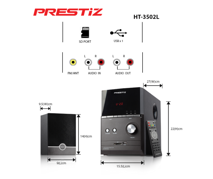 BLESSED THEE PRESTIZ 2.1 Bluetooth Speaker Home Theater Sound System w ...