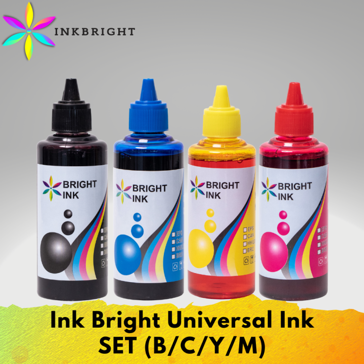 InkBright Universal Ink Black Cyan Yellow Magenta Set - for Epson ...