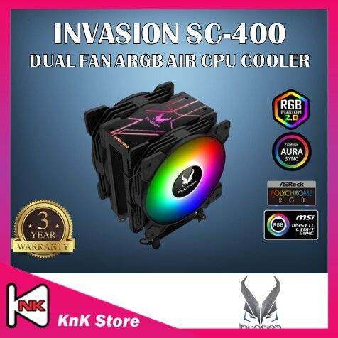 INVASION SC-400 DUAL FAN ARGB CPU AIR COOLER BLACK SC400 | Lazada