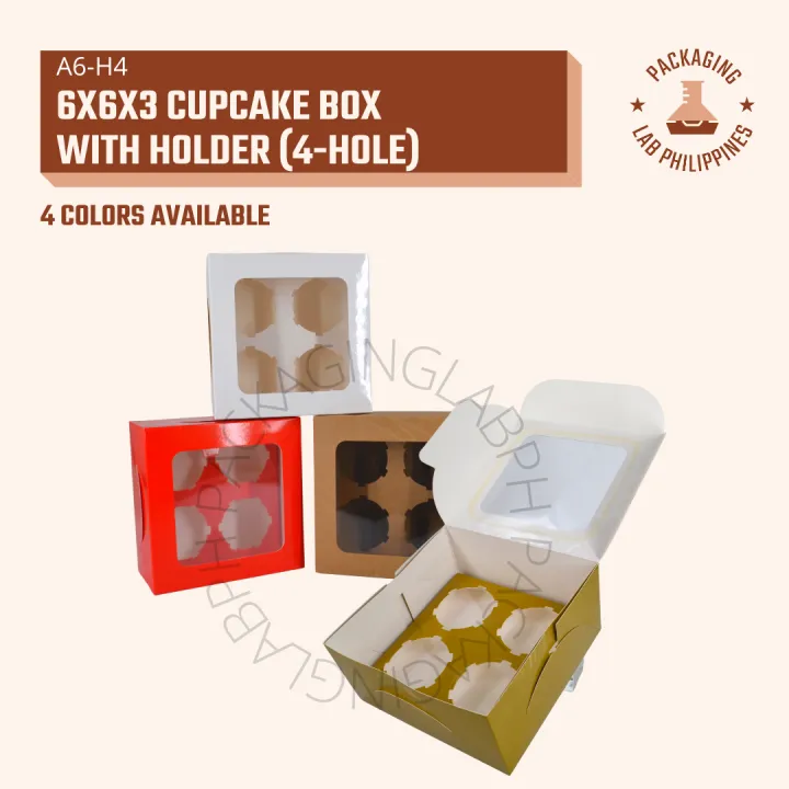 [20pcs] 6x6x3 Cupcake Box / 4 Hole Cupcake Box | Lazada PH