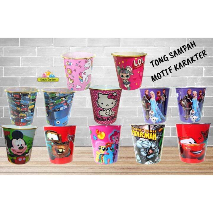(ISI 1PCS) TONG SAMPAH BULAT PLASTIK LIST EMAS / WADAH SNACK BINGKISAN ...