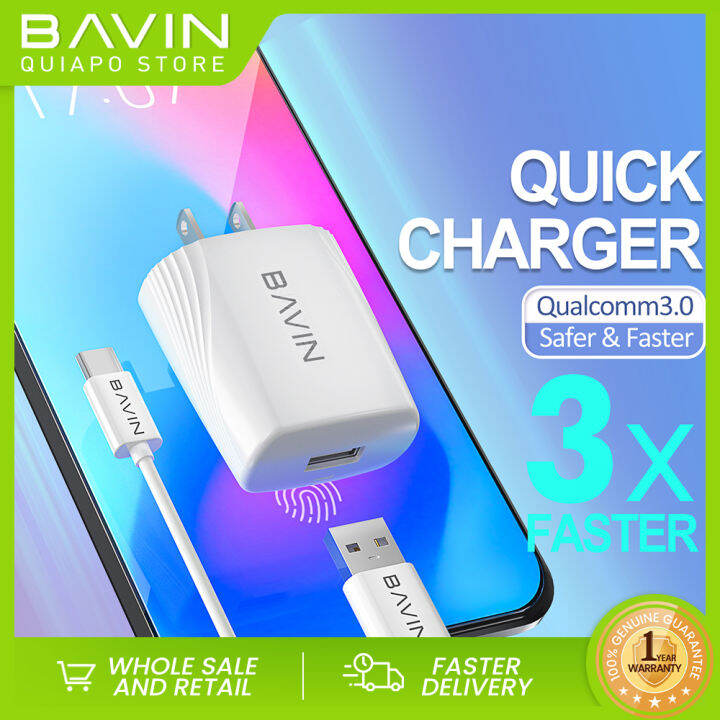 BAVIN PC586 3.0 Qualcomm Quick Charge & 20W Fast Charger w/ 1 Meter ...