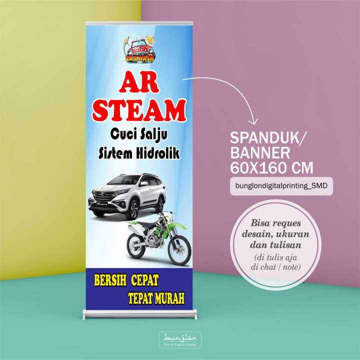 Spanduk, Banner Cuci Steam, Cuci Motor Mobil, Cuci Salju Free Desain ...